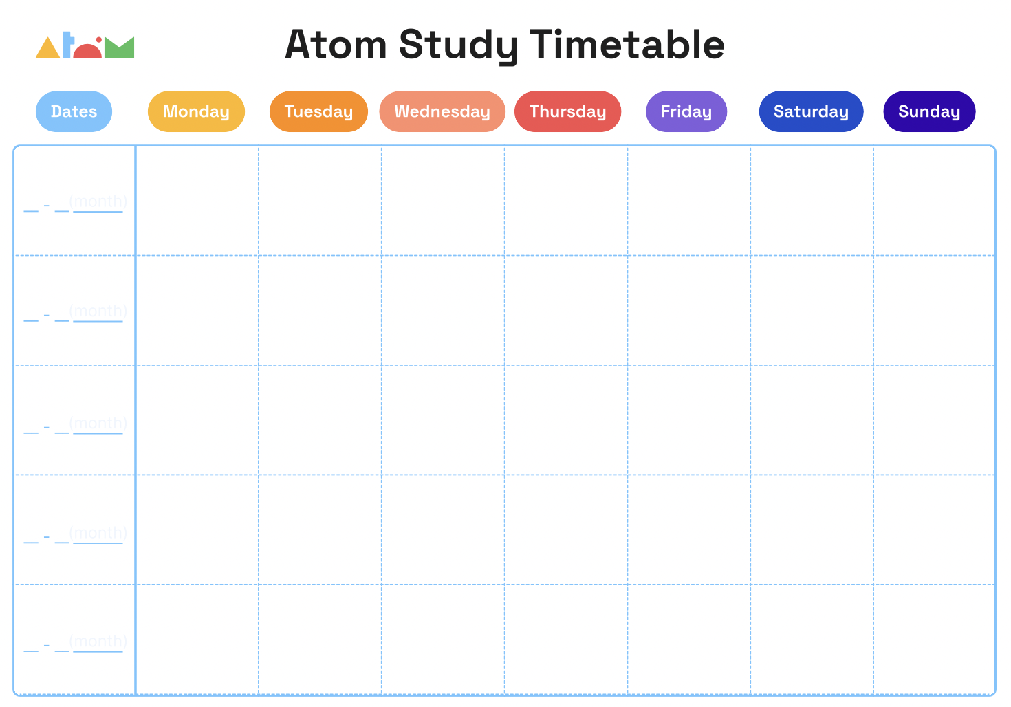 Atom Learning's Study Timetable