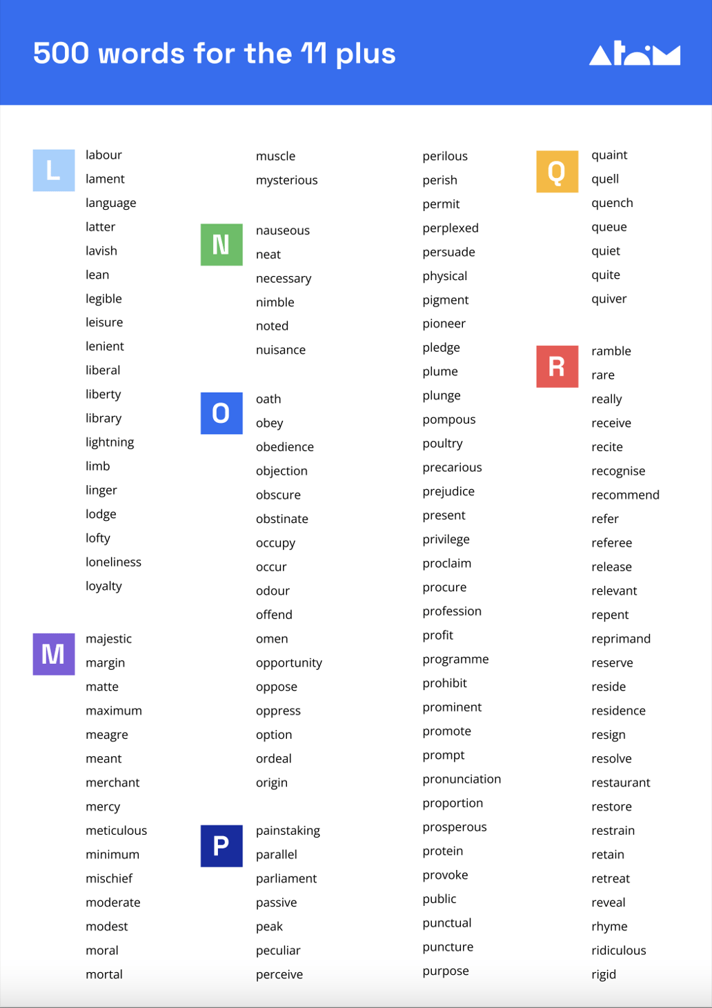 500 Words for the 11+