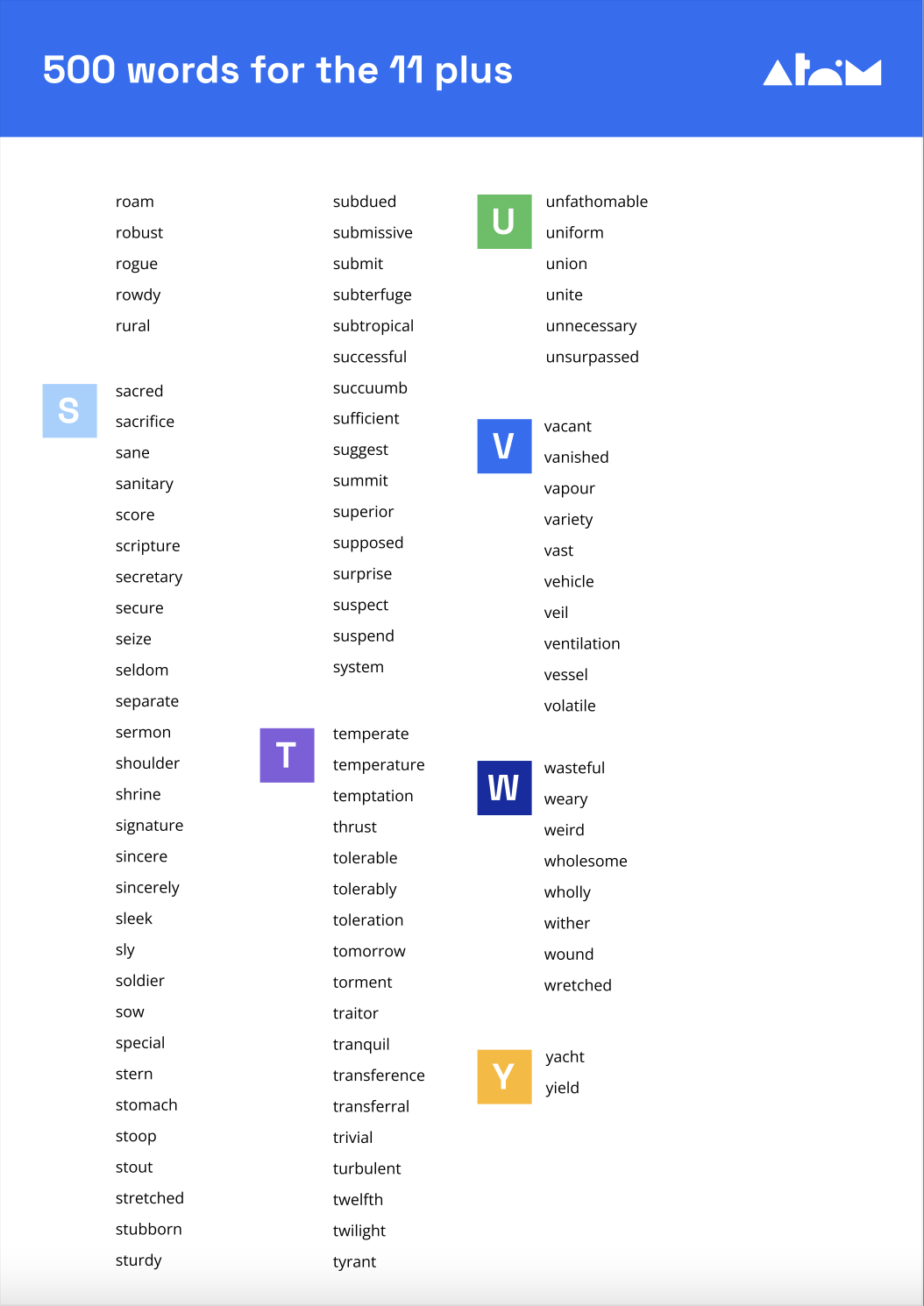 500 Words for the 11+