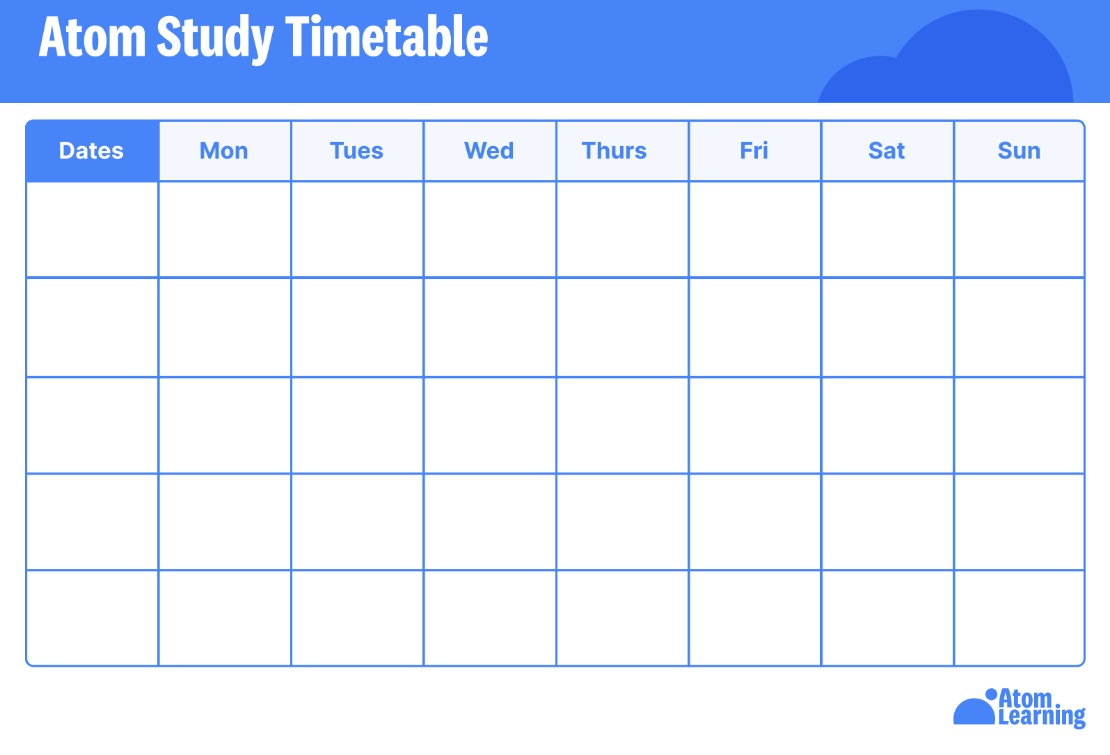 Atom Learning's Study Timetable